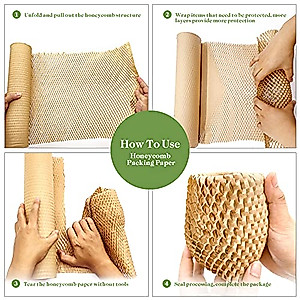Honeycomb Packing Paper, 15" x 131' Honeycomb Cushioning Wrap Roll for Moving Shipping Packaging Gifts, Recyclable Honeycomb Paper Moving Supplies Bubble Paper Wrapping Protective Roll