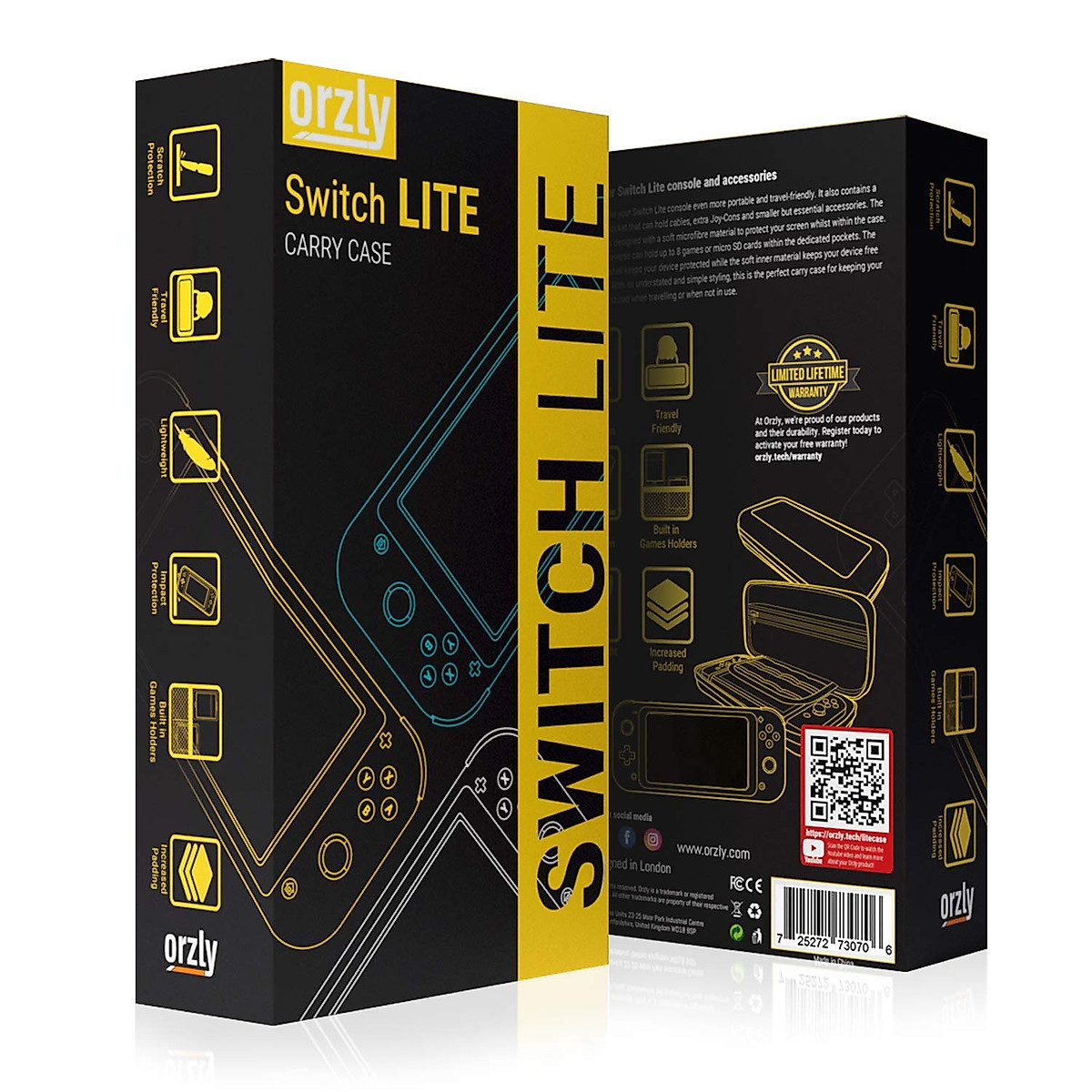 Orzly Carry Case for Nintendo Switch Lite - Portable Travel Carry Case with storage for Switch Lite Games & Accessories [Solid Black]