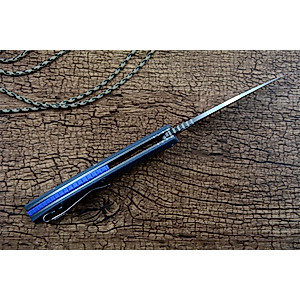 TWO SUN Knives 14C28N Steel Blade Blue G10 Handle TS116 with Pocket Clip