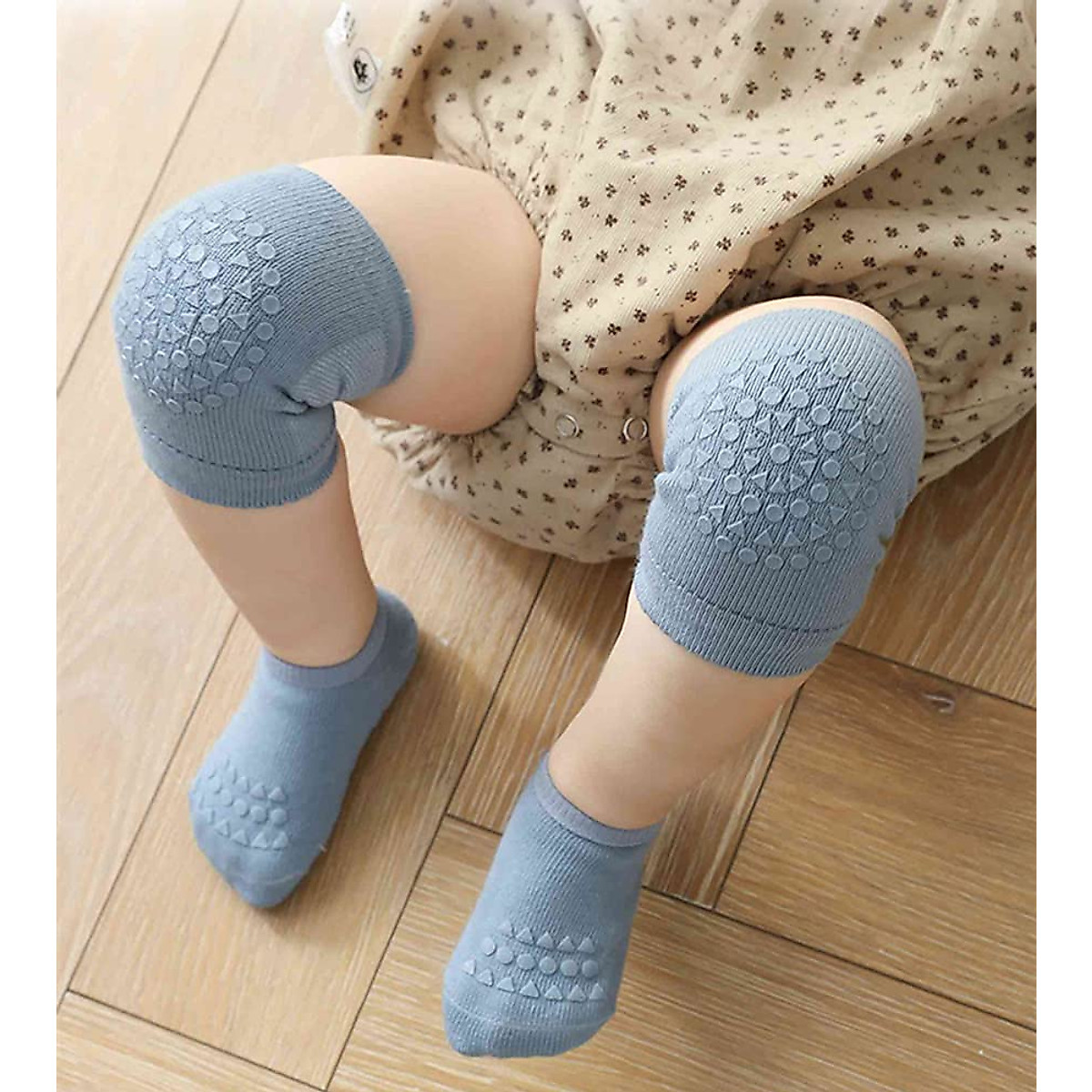 Unisex Toddler Non Slip Knee Pads and Socks Sets for Baby Boy Girls' Crawling Learn to Walk 6-15 Months