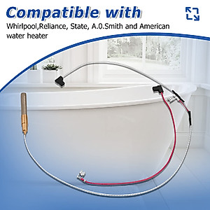 Upgrade 100112328 21" Thermopile Assembly for Gas Water Heater, 750 Millivolt Thermopile Replacement Kit Compatible with Reliance, Whirlpool, A.O.Smith, Kenmore, State, American Water Heater