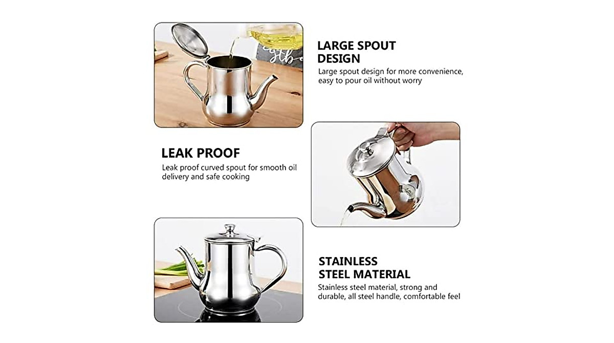 Premium Stainless Steel Oiler with Strainer - 24 oz
