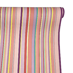 SimpleLife4U Rainbow Stripes Shelf Liner Self-Adhesive Furniture Paper Refurbish Old Makeup Storage Boxes Nightstand 17.7 Inch by 13 Feet