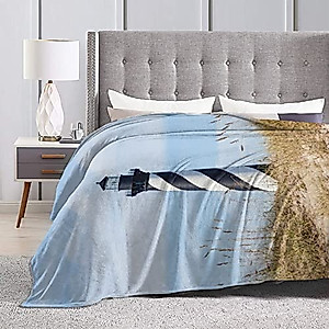 Blanket，Cape Hatteras Lighthouse Towers Over Beach Dunes Ultra-Soft Micro Fleece Throw Blanket Flannel Blankets for Couch Bed Living Room 50"X 40"
