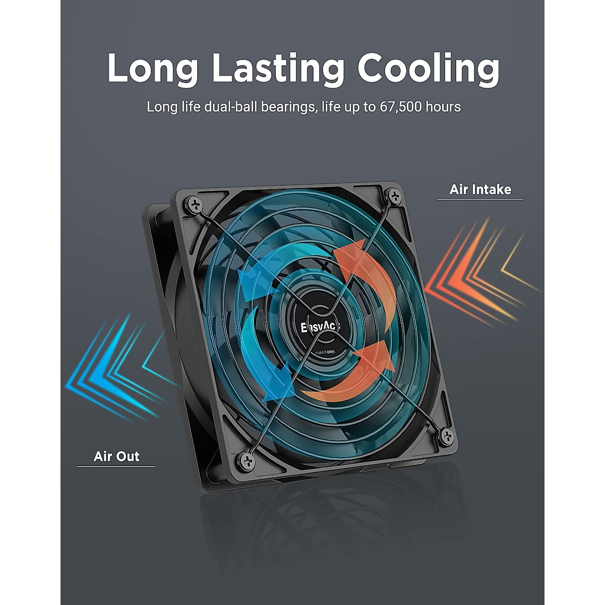 Computer Fan, EasyAcc 120mm Cooling Fans, Quiet Edition High Airflow USB Fan with 3 Speed Control, Long Life Computer Case Fan for Receiver DVR Playstation Xbox Cabinet CPU