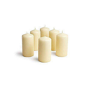 Cone Top Pillar Candles by Bask - Set of 6 - 3" x 6" Dripless Unscented Candles in Ivory for Home Decor, Relaxation & All Occasions