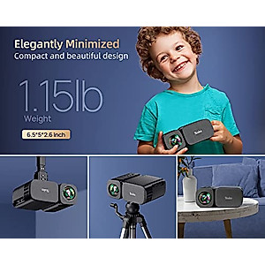 Tkisko Mini Projector, 5G WiFi Portable Movie Video Projector, 9000L 1080P HD Supported, Compatible with TV Stick Smartphone HDMI USB AV，for Ceiling/Home Theater/Gaming/Outdoor Camping