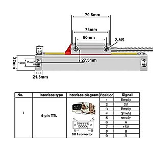 High Accuracy Linear Scale Encoder 5um 270mm (10") Travel Length for Lathe Machine Milling Machine DRO Tools