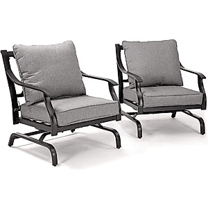 Grand patio Stationary Rocker Set of 2, Motion Chair, Outdoor Patio Seating Chair, Padded Cushion Chair-Grey