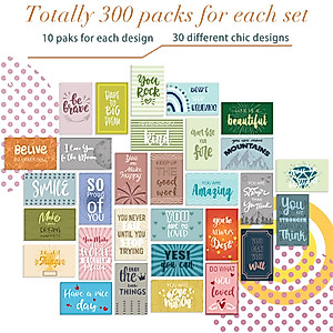 300 Pcs Inspirational Cards Encouragement Cards Mini Positive Affirmations Cards Colored Kindness Motivational Cards Appreciation Cards for Business Student Kids Teachers Gifts 30 Styles 2 x 3.2 Inch