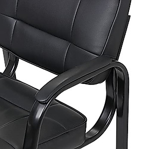 Indoor and Outdoor Use Chair Leather Guest Chair Black Waiting Room Office Desk Side Chairs Reception