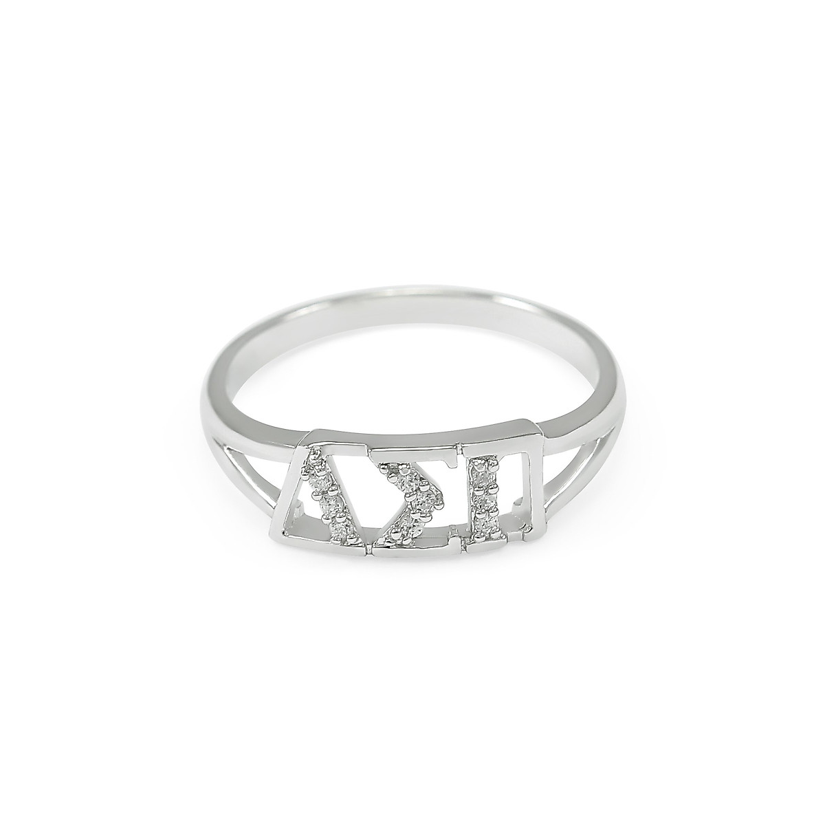 The Collegiate Standard Delta Sigma Pi Sterling Silver Ring set with Czs (11.0)