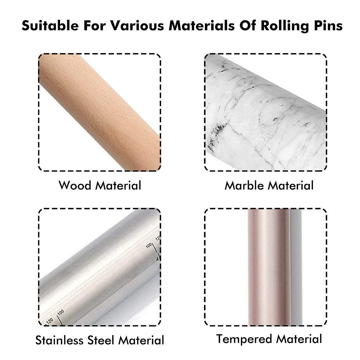 Silicone Rolling Pin Rings for Dough Thickness (10 Pieces Set), Silicon Guide Rings for Rolling Pin, Flexible Adjustable Thickness Spacer Bands Fit 2.2-2.44 Inch(56-62MM) Wide Roller by Foepoge(Gray)