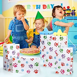 Blulu 36 Pack Dog Paw Gift Paper Bags Dog Paw Treat Goodie Bags Party Favors for Cat Pet Party Favor(Colorful)