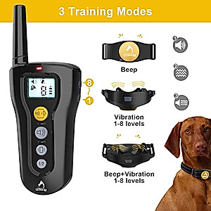 PATPET Vibrating Dog Collar No Shock - Dog Training Collar with Remote Up to 1000ft Range, Rechargeable Waterproof Vibration Collar for Dogs with 3 Training Modes, No Prongs and No Shock