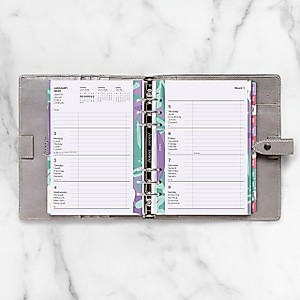 Filofax 6351 Refill For Year 2023 Illustrated Floral Week on 2 Pages A5 (8 1/4'' x 5 3/4'') Tabbed Month Dividers Diary Pack (C6351-23)
