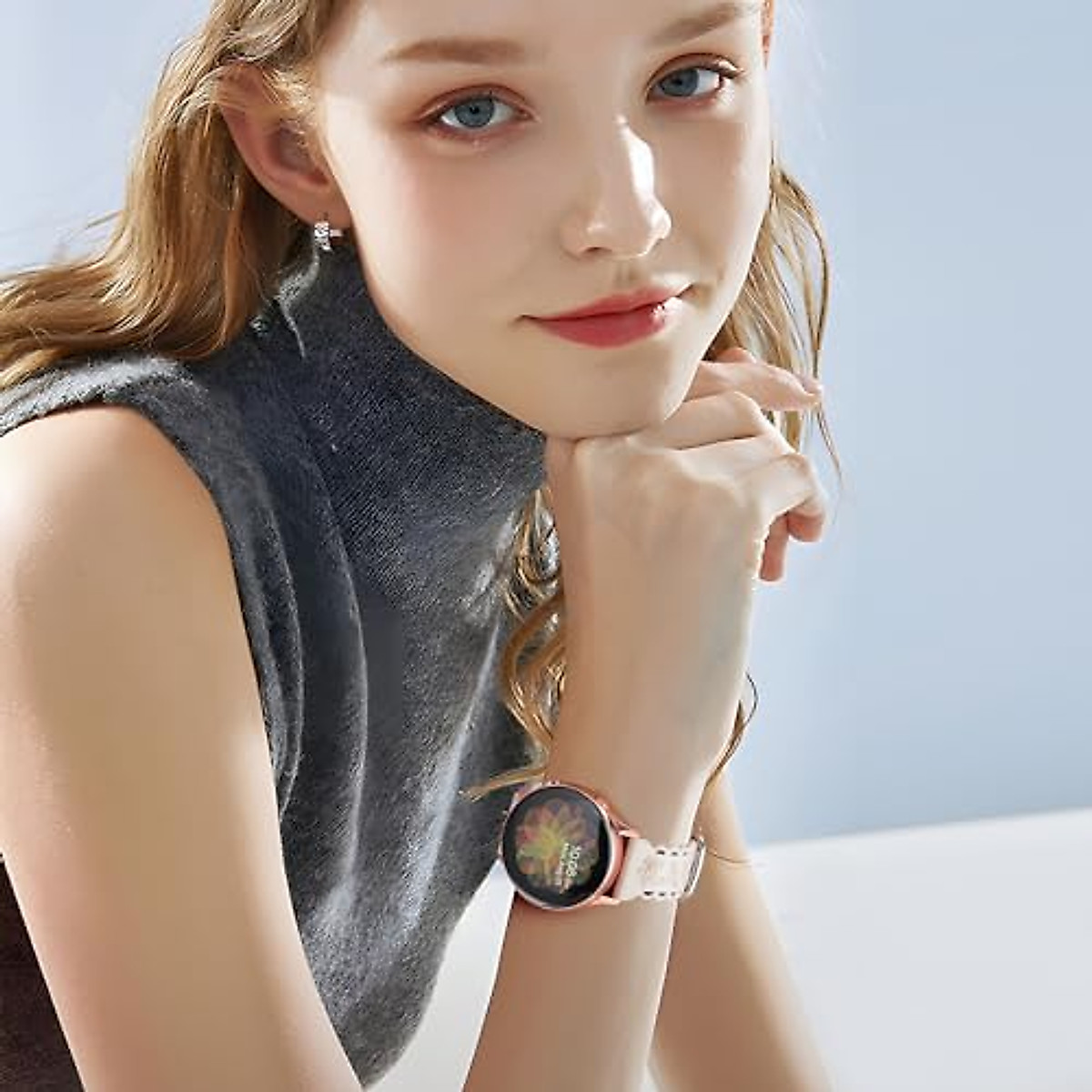 3 Pack Lace Floral Engraved Bands Compatible with Samsung Galaxy Watch 6 5 4 40mm 44mm Women,galaxy Watch 5 Pro 45mm,galaxy active 2,Galaxy Watch 3,20mm Hollow-out Embossed Flower Silicone Sport Strap