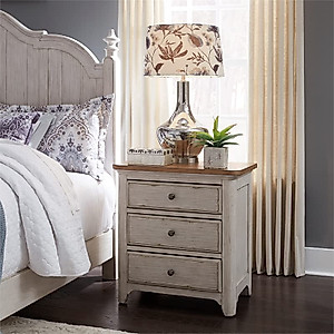 Liberty Furniture Farmhouse Reimagined White 3 Drawer Night Stand w/Charging Station