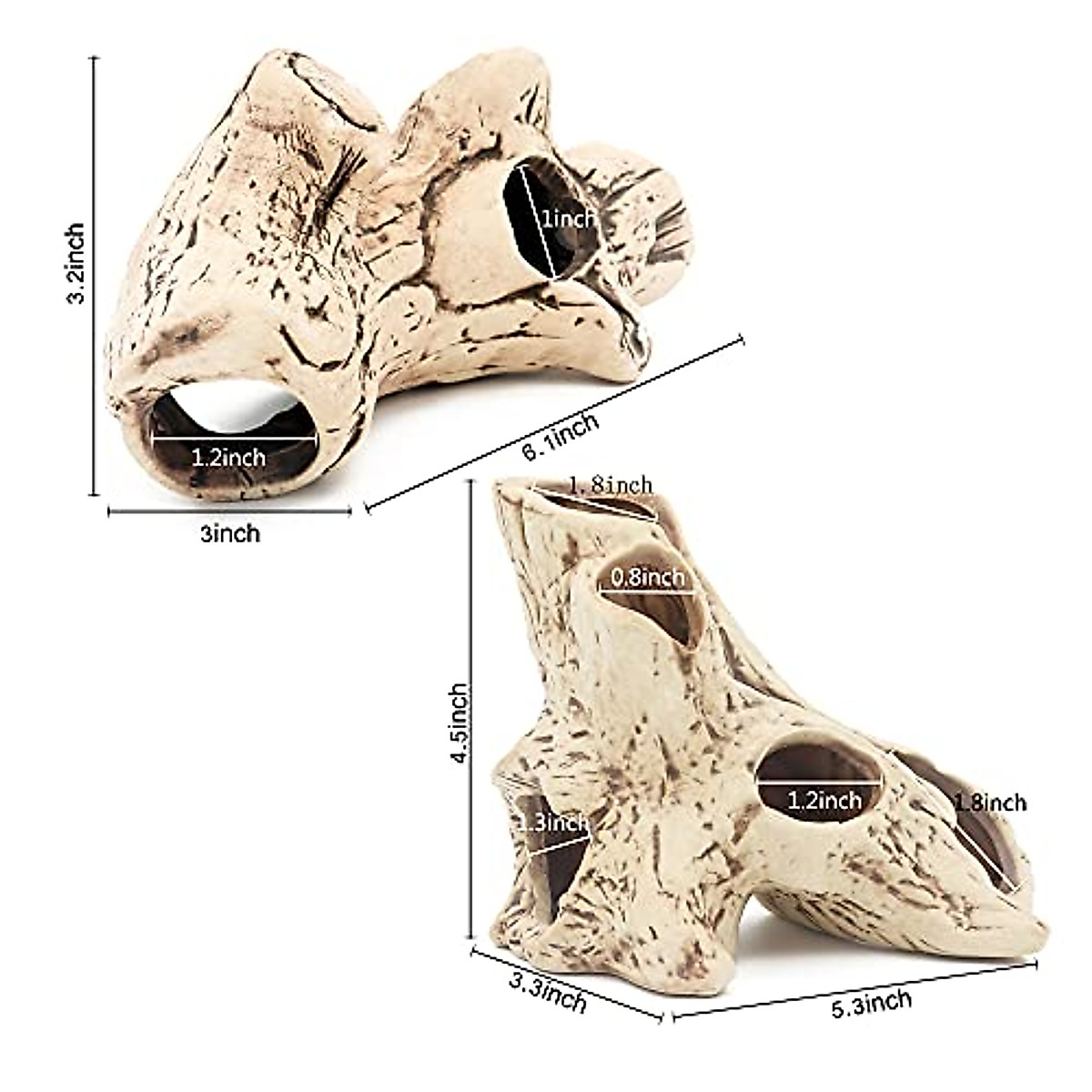 ALEGI Aquarium Decoration Rock Caves, Hideaway for Shrimp, Cichlid, Betta Fish Hideout Decor, Safe for Freshwater and Saltwater Tanks (TreeStumpL+S)