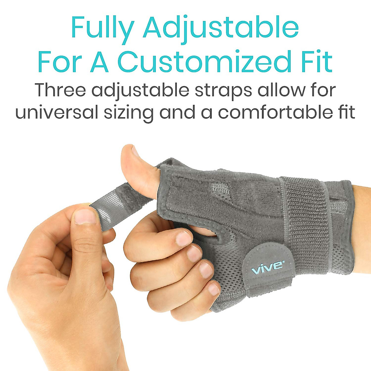 Vive Thumb & Wrist Brace for Right or Left Hand - Spica Splint Brace for Carpal Tunnel, Tendonitis, & Arthritis in Hands or Fingers - Compression Support for Women Men - Stabilizer Relief for Bowling