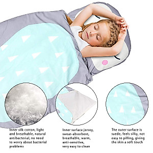 ELEOPTION Kids Sleeping Bag, Animal Print Pattern Children Nap Mat 3-in-1 Travel Bedding Bag Slumber Bags for Toddles Boys Girls Young Children 0-6 Year Old