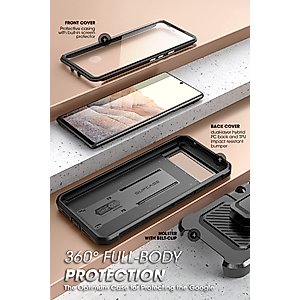 SUPCASE Unicorn Beetle Pro Series Case for Google Pixel 6 (2021 Release), Full-Body Rugged Belt-Clip & Kickstand Case with Built-in Screen Protector (Black)