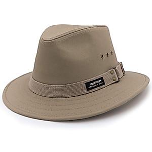 Panama Jack Men's Original Canvas Safari Sun Hat, 2 1/2" Brim, UPF (SPF) 50+ Sun Protection (Khaki, Medium)