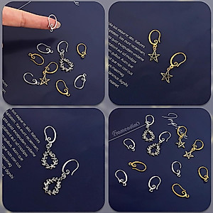 Framendino, 40 Pack 2 Colors Earring Hooks French Earring Hooks Ear Wire with Loops for Earring Dangle Jewelry Findings