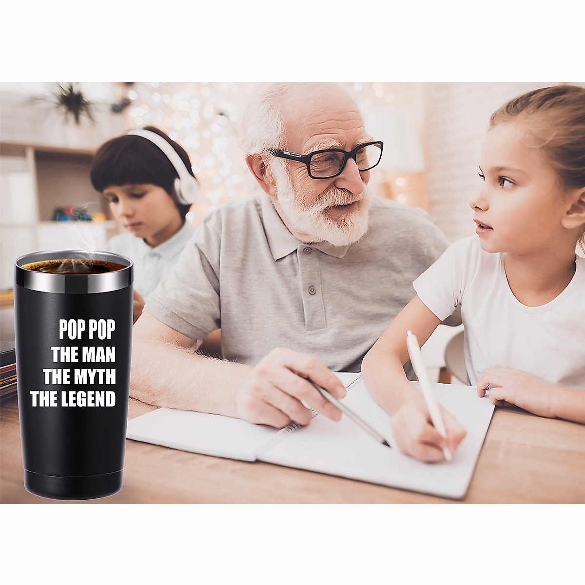 momocici Pop Pop The Man The Myth The Legend 20 OZ Tumbler.Grandpa Gifts.Birthday Gifts,Christmas Gifts for Men,New Grandpa,Grandpa Again,Granddad,New Grandfather,Husband,Men Travel Mug(Black)
