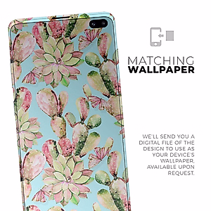 DesignSkinz Watercolor Cactus Succulent Bloom V4 Protective Vinyl Decal Wrap Skin Cover Compatible with The Samsung Galaxy S20 (Screen Trim & Back Glass Skin)