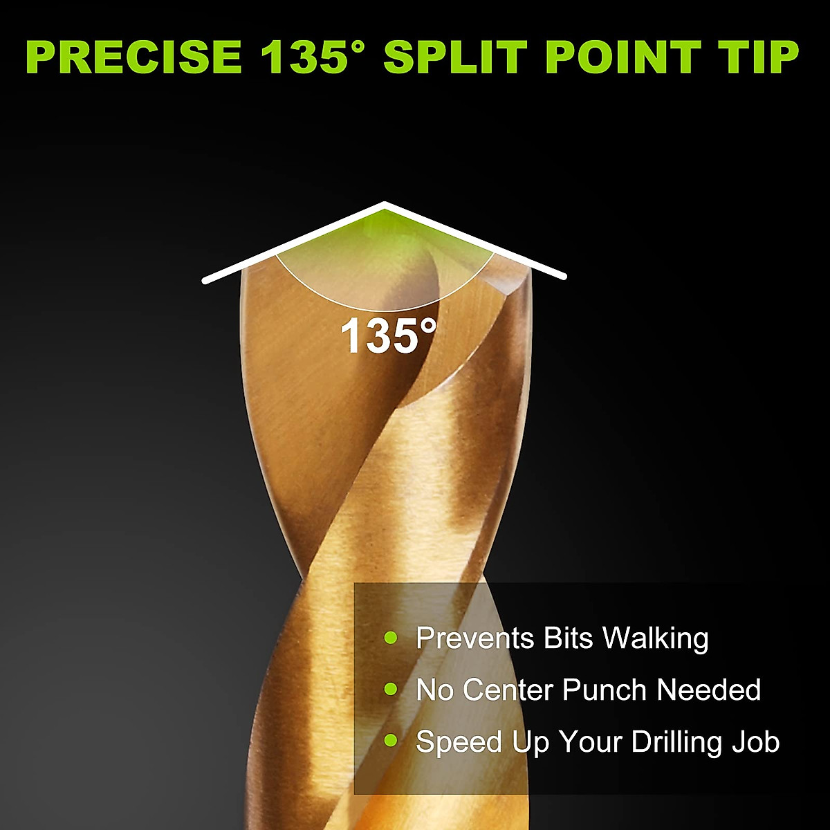 COMOWARE 100 Pcs Titanium Drill Bit Set - High Speed Steel for Steel, Wood, Plastic, Metal, Copper, Aluminum Alloy with Storage Case, 3/64"-3/8"