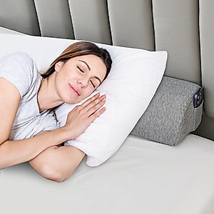 Qucover Headboard Wedge Pillow Queen, 2-Sections Viscose Fiber Polyester Bed Wedge Pillow for Headboard Grey, Between Mattress and Headboard Wedge Pillow Gap Filler (0-7"), 60"x8"x6"