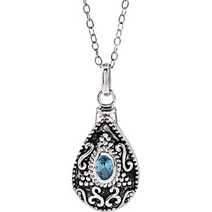 The Men's Jewelry Store (Unisex Jewelry) Antiqued Sterling Silver December CZ Birthstone Teardrop Ash Holder Cremation Urn Ash Holder Necklace 18 Inches