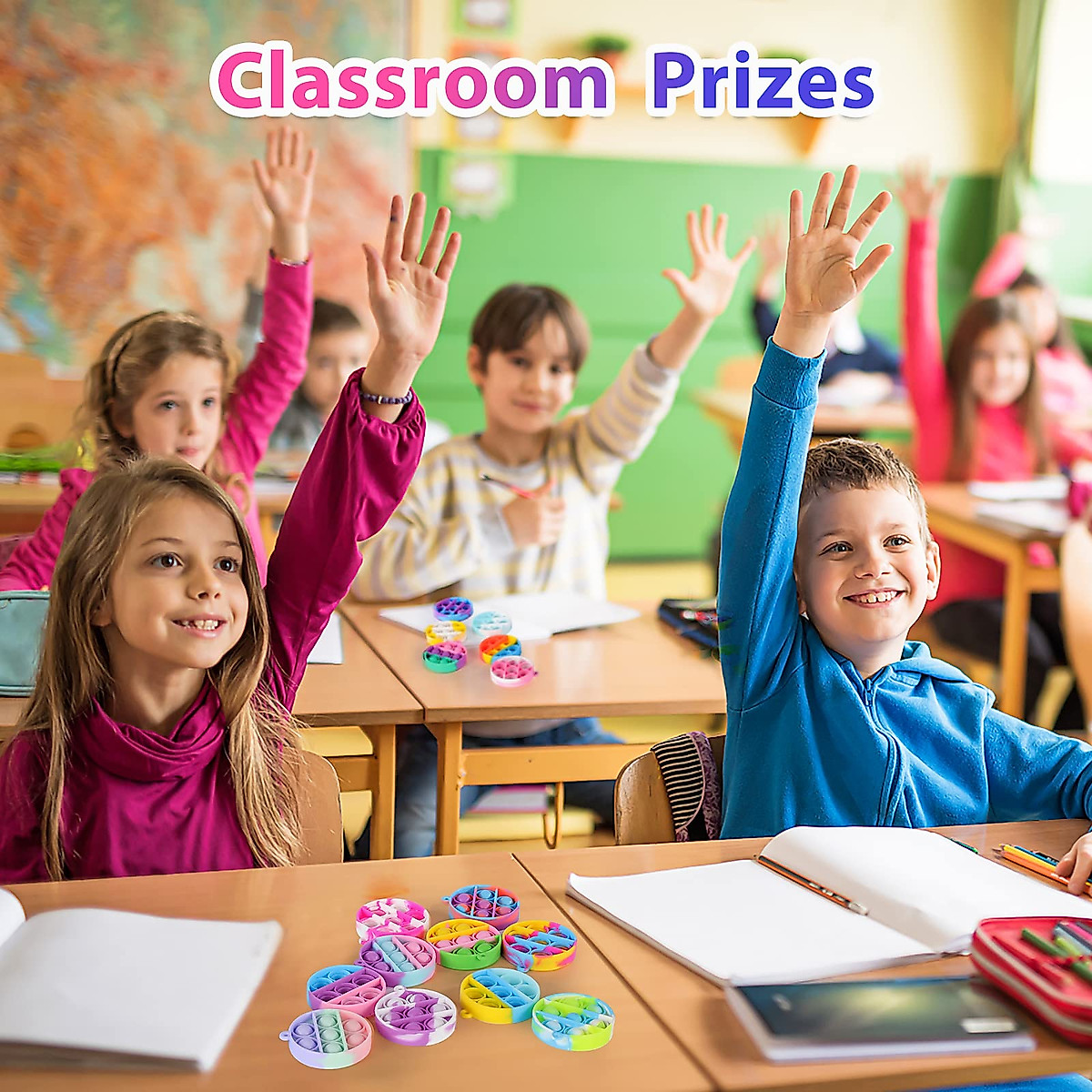 Pop Fidget Toys Bulk Its Party Favors for Kids 4-8 8-12 30 PCS Mini Pop Keychain It Sensory Fidget Toy Pack Fidgets for Classroom Prizes Birthday Goodie Bag Stuffers for Kids End of Year Student Gifts