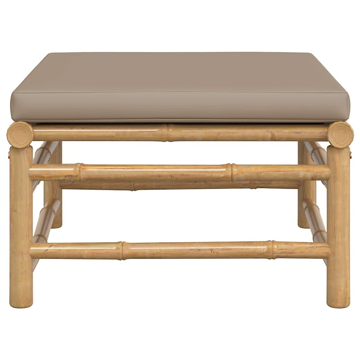 YAFF Patio Footstool with Taupe Cushion Bamboo