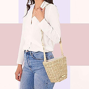 KATIE LOXTON Callie Womens Straw Adjustable Shoulder Strap Cross Body Bag Natural