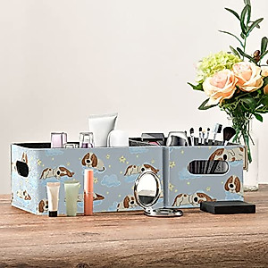 Sweet Dreams Dogs Storage Basket Felt Storage Bin Collapsible Toy Boxs Convenient Box Organizer for Kids Bedroom Magazine