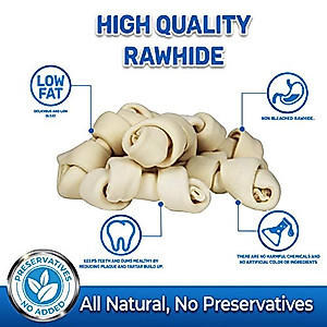 PET MAGASIN Natural Rawhide Bones Chewing Dog Treats, 10-Pack (Small (4-5 Inch))