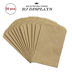 RJ Displays-Brown Kraft Flat Merchandise & Packaging Bags- Pack of 50 Bags Size-10" x 13" Inches