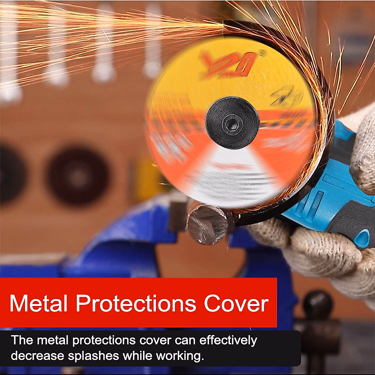 Angle Grinder, Geevorks Grinders Power Tools 12 V Handheld Portable Electric Grinder Machine with 2 Cutting Disc/2PCS 1300mAh Battery