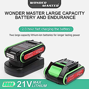 WONDER MASTER Cordless Pruner Professional Electric Pruning Shears Electric Pruner 2Pcs Backup Rechargeable 2Ah Lithium Battery Powered Tree Branch Pruner, 32mm (1.26 Inch) Cutting Diameter Blue