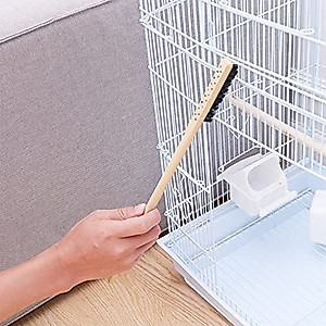 TEHAUX 3pcs Bird Cage Cleaning Brush, Wooden Long Handle Parakeet Cage Cleaner Bird Cleaning Supplies （ Random Color ）