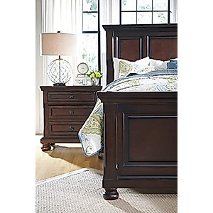 Signature Design by Ashley Porter Classic 2 Drawer Nightstand with Dovetail and Ball-bearing Construction, Dark Brown