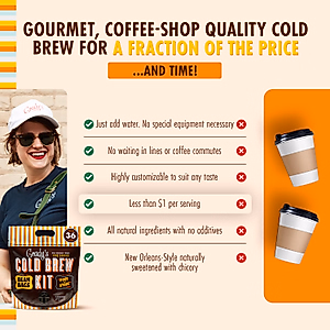 Grady's Cold Brew Coffee | Original | New orleans Style Cold brew Concentrate | Pour & Store Kit with 12 Bean Bags + 1 Pour & Store Pouch | 36 Servings