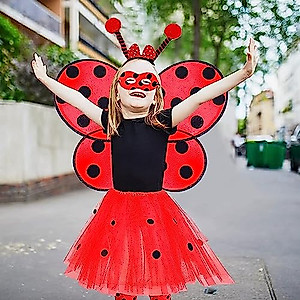 Ausejopeac Ladybug Bopper Antenna Headband Ladybug Wings and Masks Ladybug Costume Set for Kids Halloween Dress Up