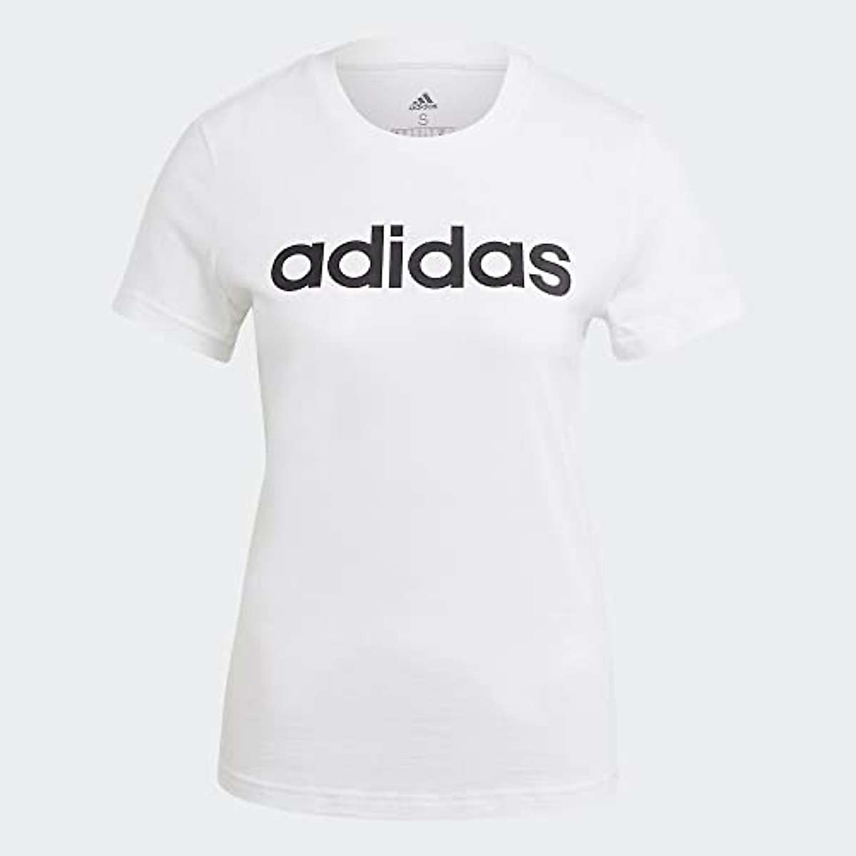 adidas womens Linear T-Shirt White/Black Large