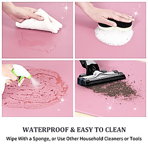 AUTODECO Kitchen Mats and Rugs Set of 2 - Cushioned Anti-Fatigue Kitchen Rug for Floor Washable 17"x29" +17"x59", PinkRed