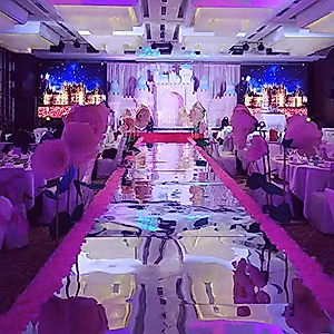 ANMINY 3.3x65.6ft Aisle Runner Mirror Rugs Roll Double Sided Bright Reflective Decorative Carpet for Romantic Wedding Birthday Graduation Party Ceremony Event Home Indoor Decor - Silver