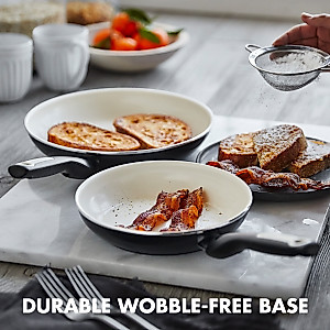 GreenPan Rio Healthy Ceramic Nonstick 8" and 10" Frying Pan Skillet Set, PFAS-Free, Dishwasher Safe, Black & Mini Healthy Ceramic Nonstick, 5" Square Egg Pan, PFAS-Free, Dishwasher