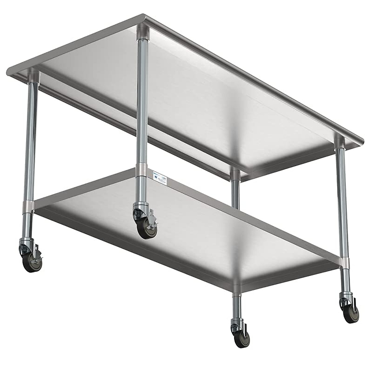 KoolMore Commercial 30” x 60” Stainless Steel Work Table Wheels Restaurant Home Use, Under Storage Shelf Food, Tools, Equipment, Hardware, Heavy Duty Metal Workspace (CT3060-18C), Silver, 30" x 60"